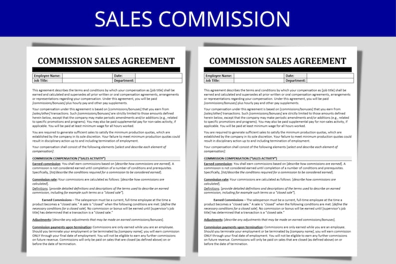 Commission Sales Agreement | Salesperson Compensation | Commission ...