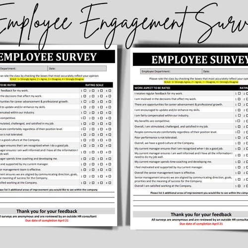 Employee Engagement Survey MS Editable Word Template - Etsy