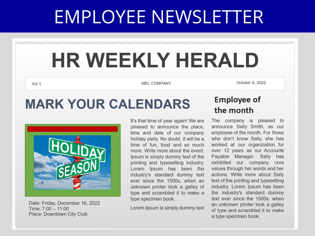 Editable Employee Newsletter Template in Word: Ideal for Company News ...