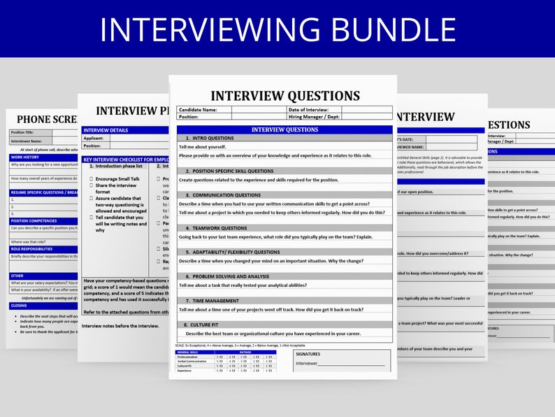 HR Interview Questions Bundle: Editable MS Word Templates (digital ...