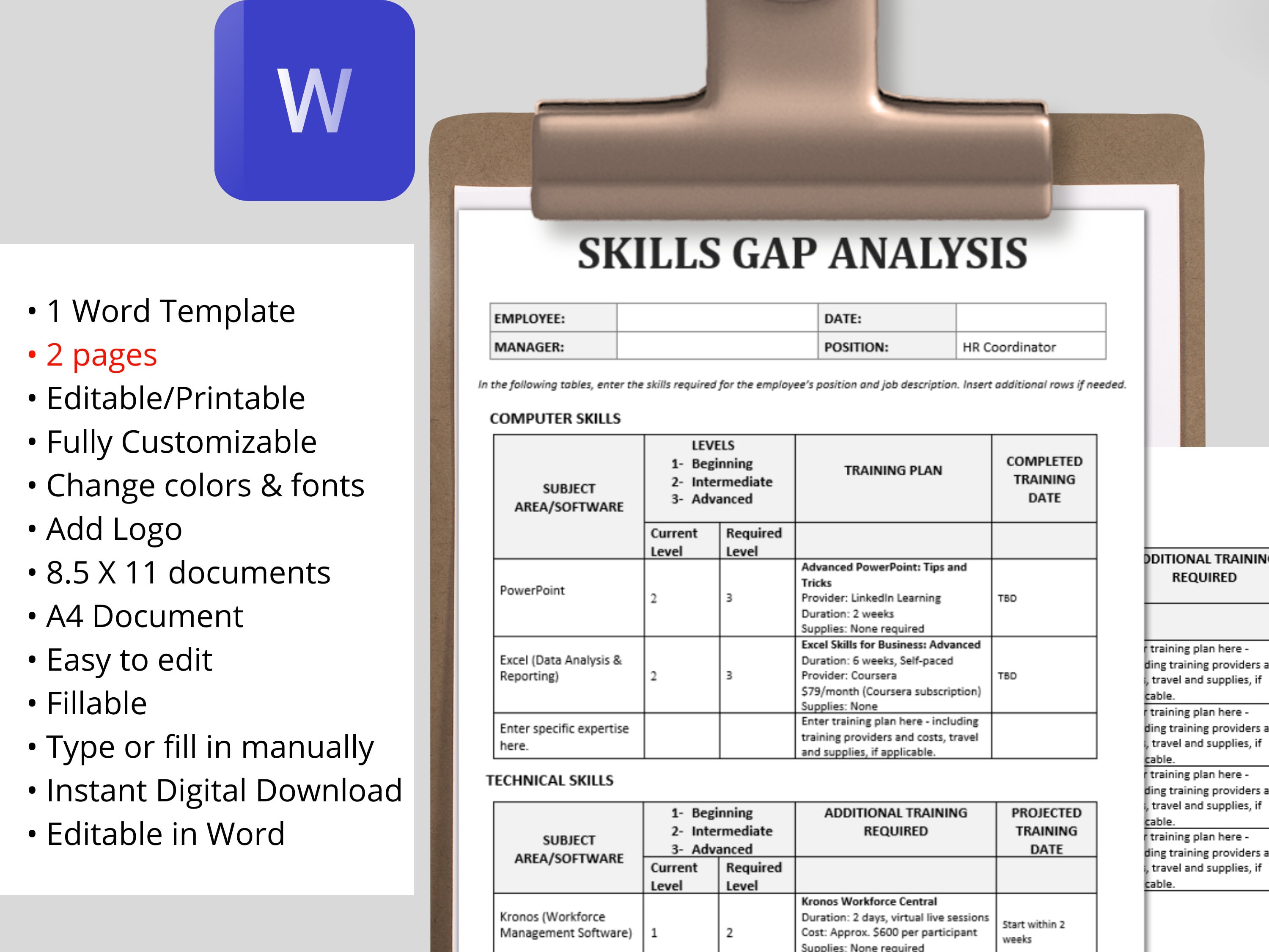 Skills Gap Analysis Template: Employee Training Needs (digital Download ...