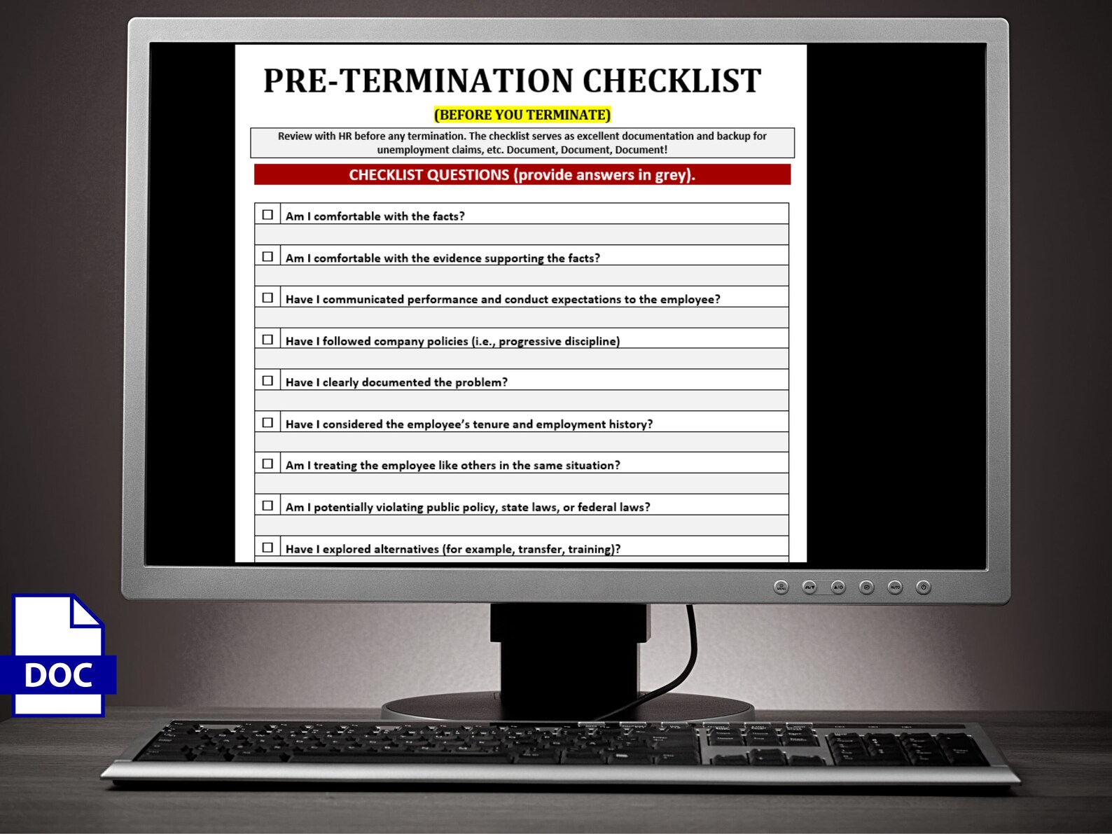 Manager's Pre-termination Review Checklist: Employee Exit Documentation ...