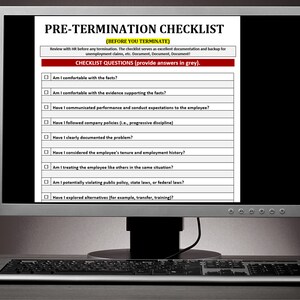 Manager's Pre-termination Review Checklist: Employee Exit Documentation ...