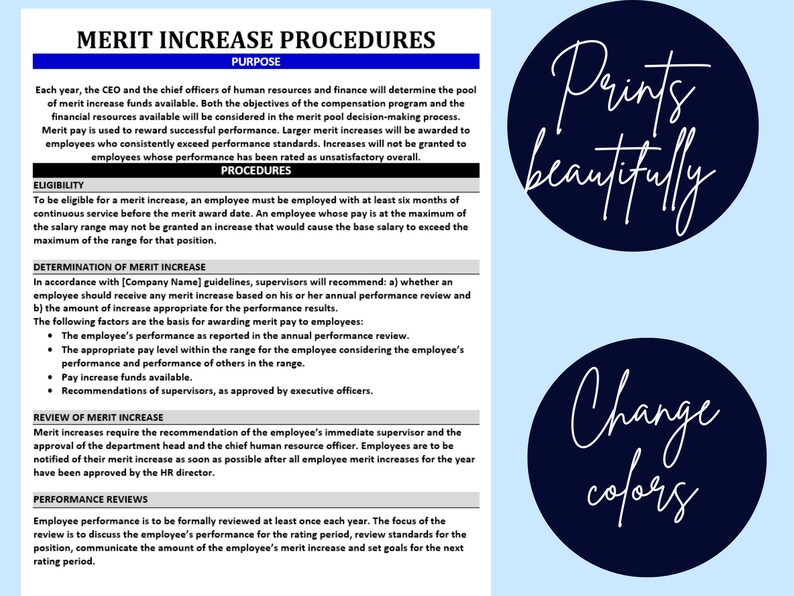Merit Increase Policy. MS Editable Word Template. Human Resource Form ...