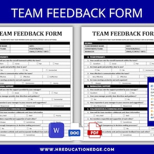 Team Feedback Survey Template: Editable HR Form (printable PDF) - Etsy
