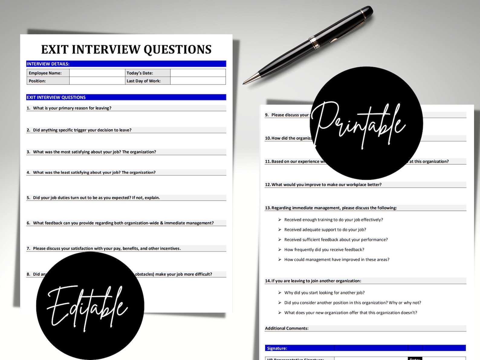 Exit Interview Questions Template: Streamline Offboarding With Editable ...