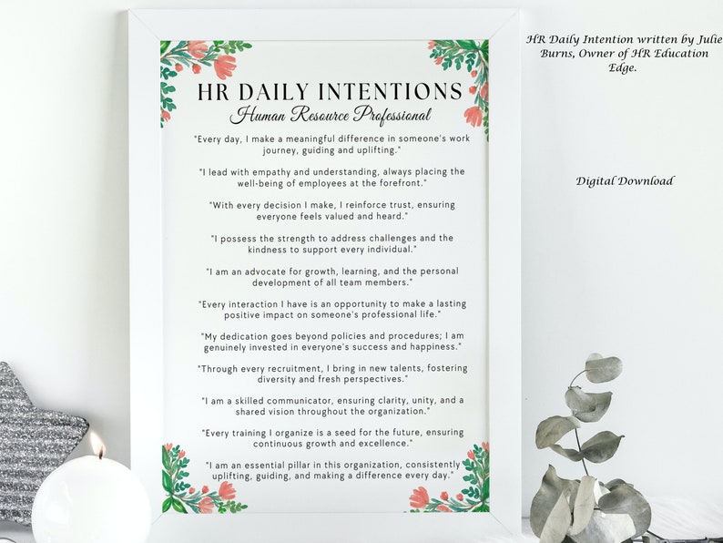 Frameable HR Inspirational Poem | Printable Office Decor | Perfect Gift ...