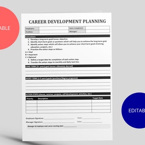 Career Development Planning Template: HR Employee Form (MS Word) - Etsy