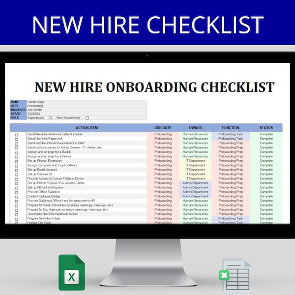 Onboarding Excel Spreadsheet - Etsy