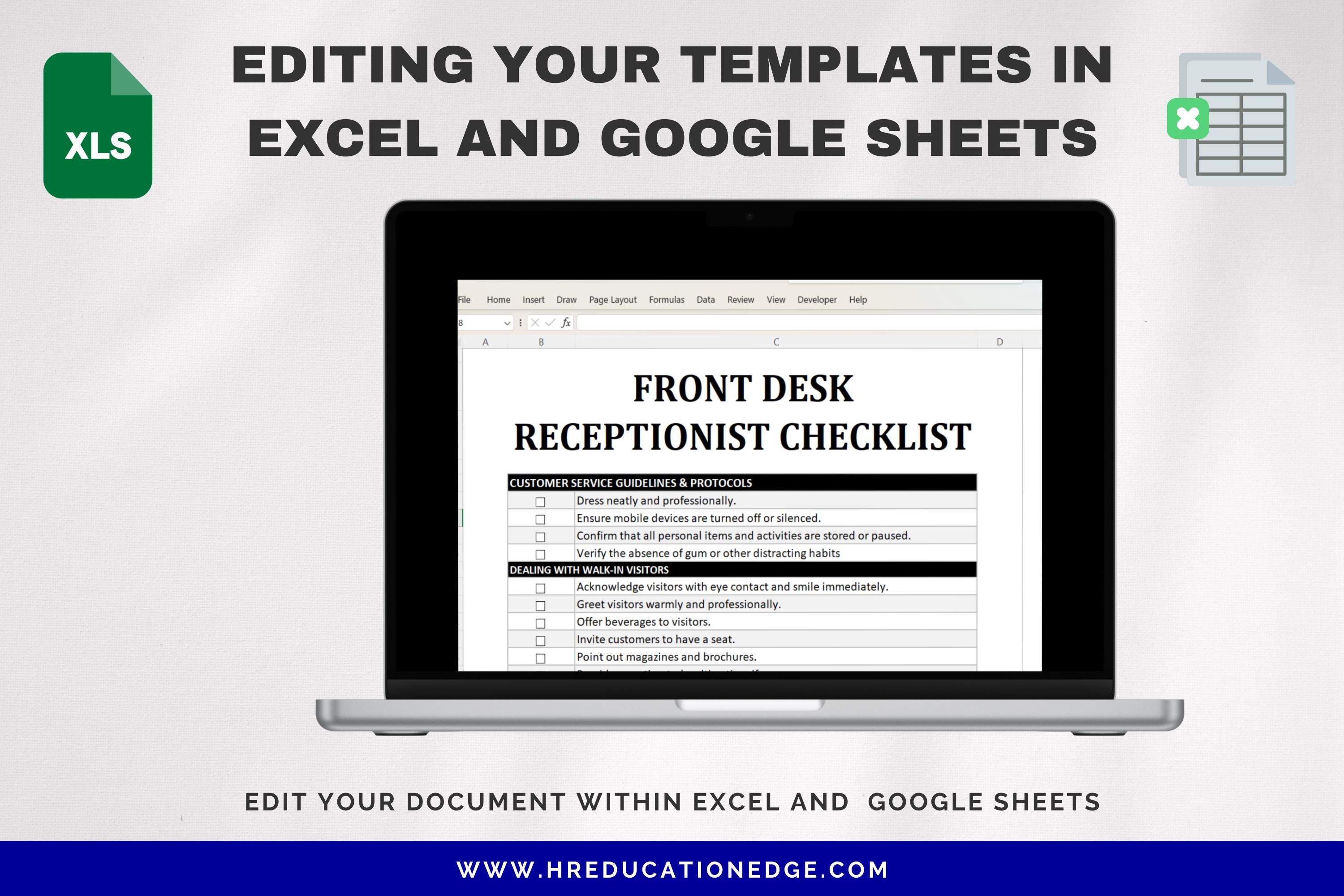 Receptionist Training Checklist: Front Desk Customer Service (word ...