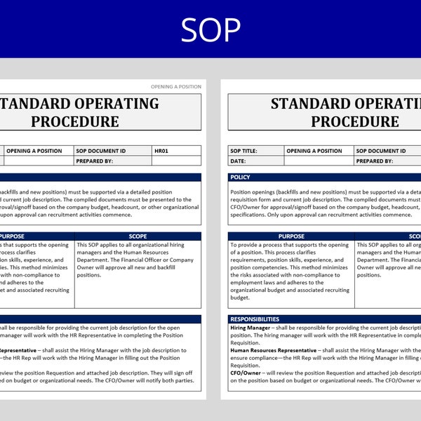 Standard Operating Procedure Template - Etsy
