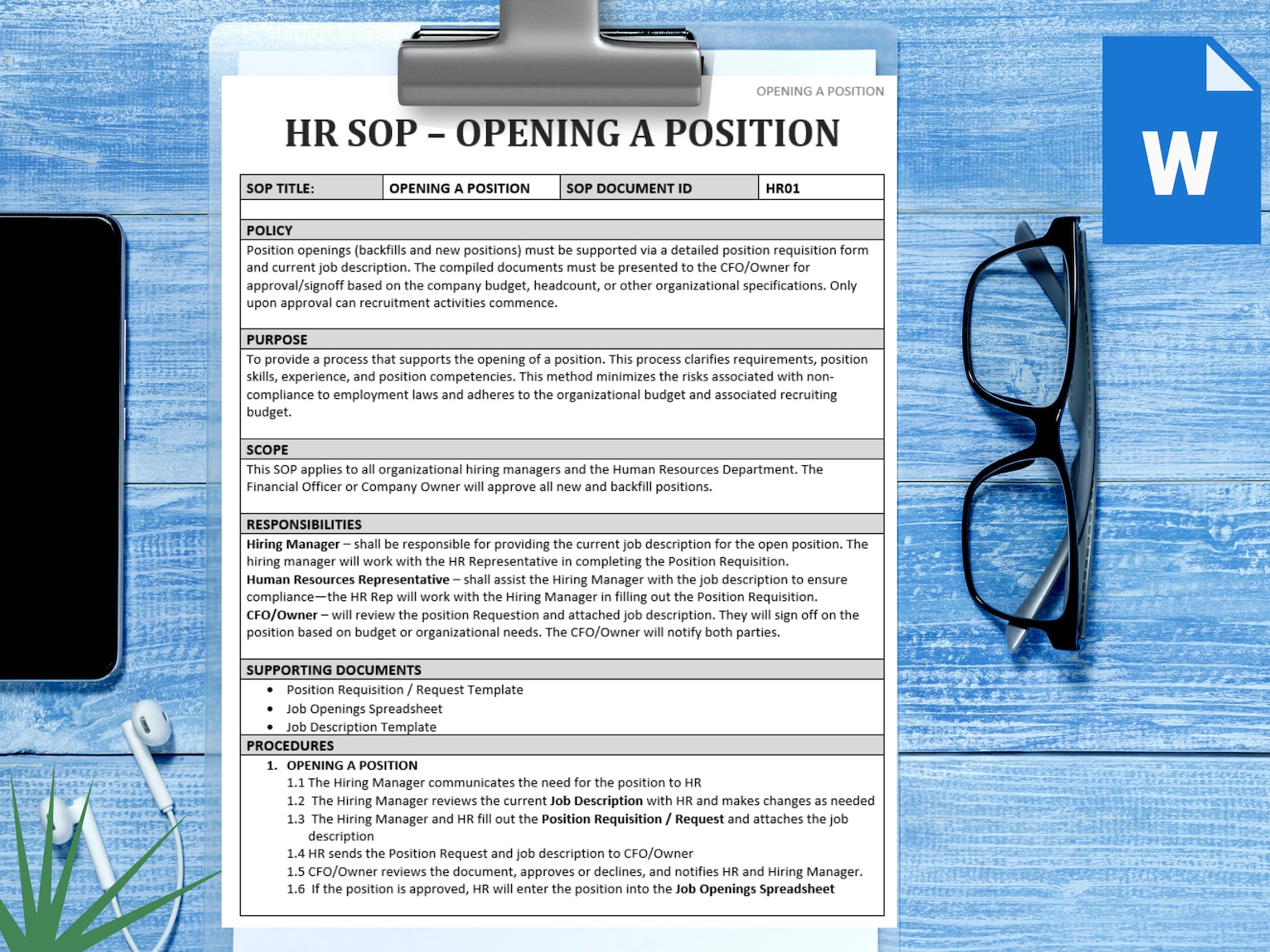 Opening a Position SOP: HR Standard Operating Procedure - Etsy