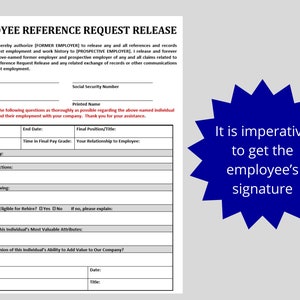 Employee Reference Request Release | HR Template | MS Word Editable ...