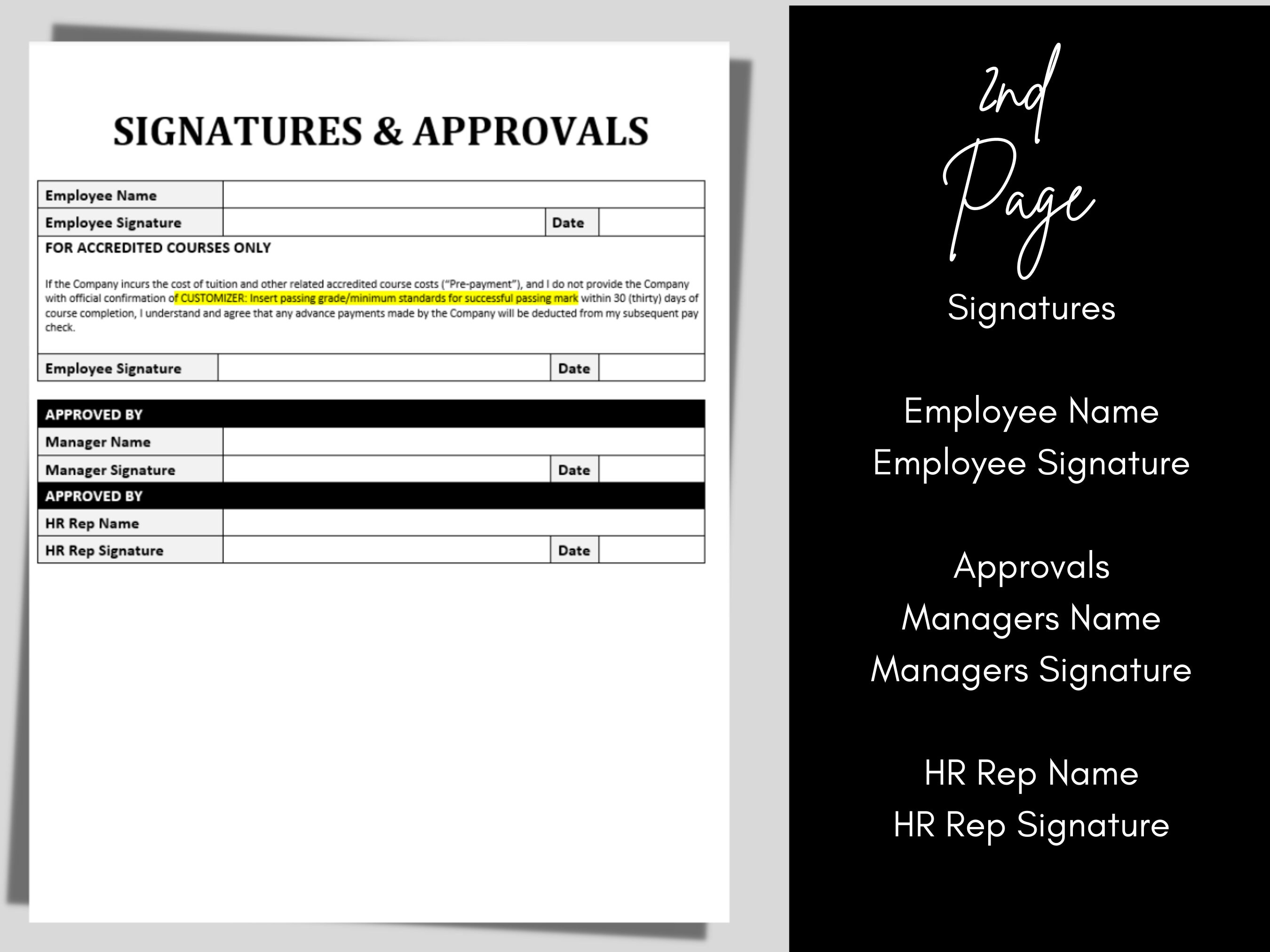 HR Pre-approval Form for Employee Training and Conferences - Etsy