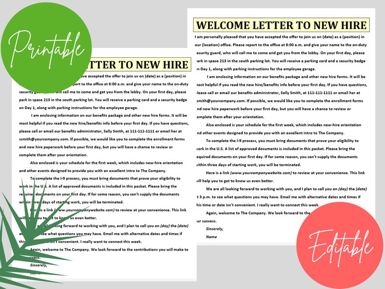 New Employee Welcome Letter: HR Onboarding Letter for New Hire - Etsy