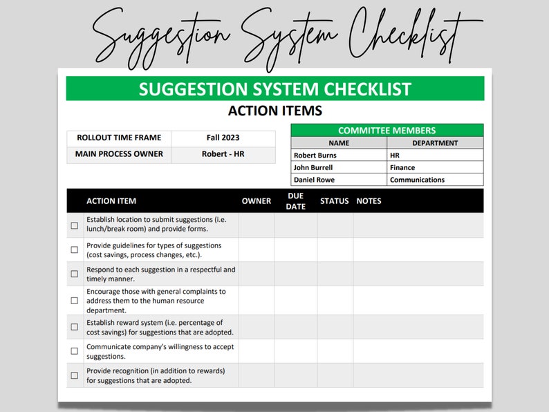 Suggestion Program Checklist HR Template Suggestion Box - Etsy