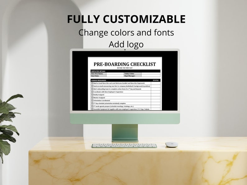 New Hire Pre-boarding Checklist: HR Onboarding Template (digital ...