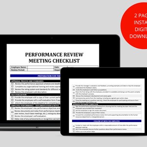 Performance Review Checklist: Employee Appraisal HR Template (editable ...