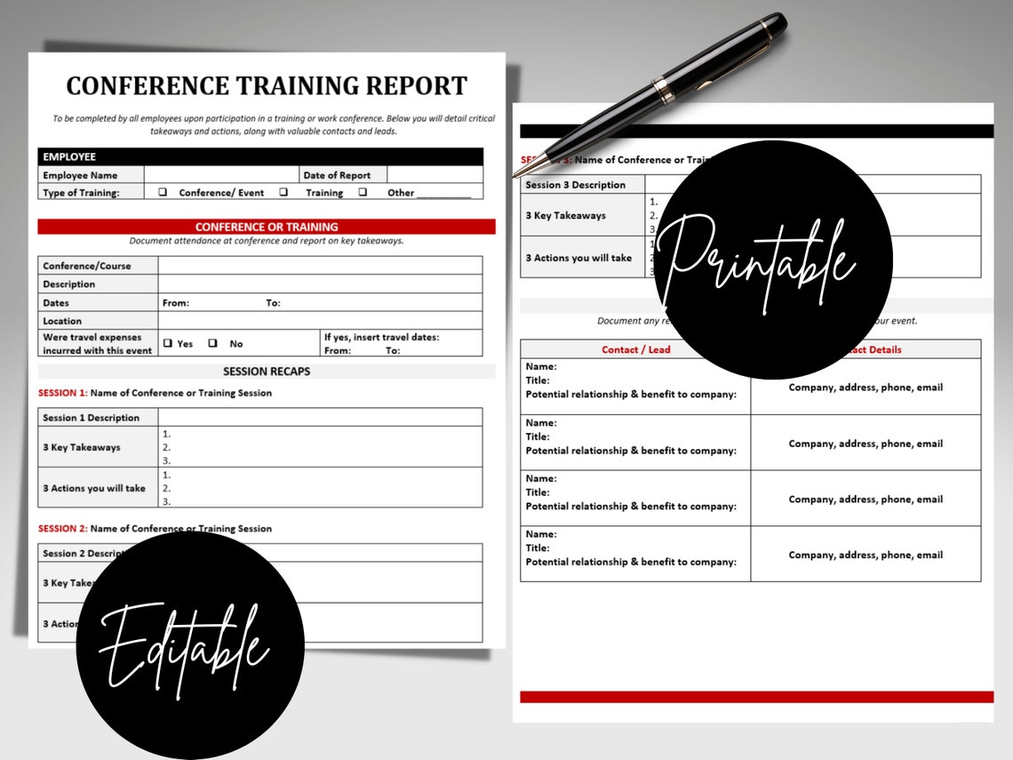 Conference / Training Employee Report HR Template Human - Etsy