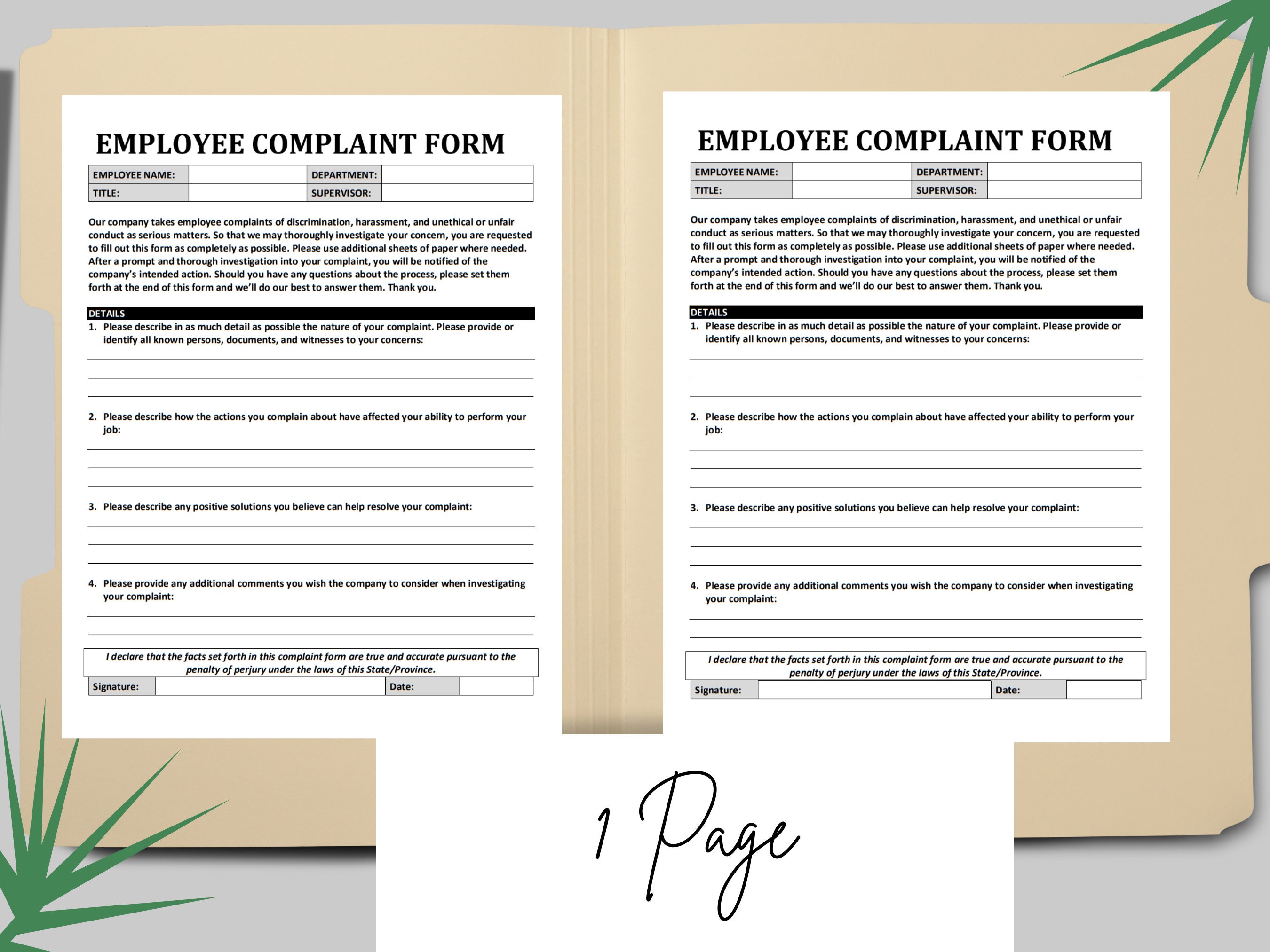 Employee Complaint Form MS Editable Word Document HR - Etsy UK