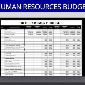 HR Budget Template: Editable Excel Spreadsheet for Effective Human ...