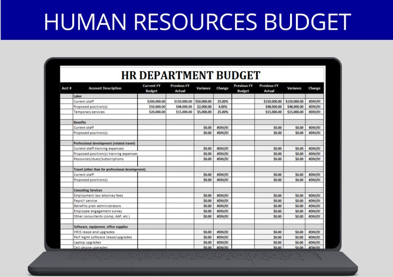HR Budget Template: Editable Excel Spreadsheet for Effective Human ...