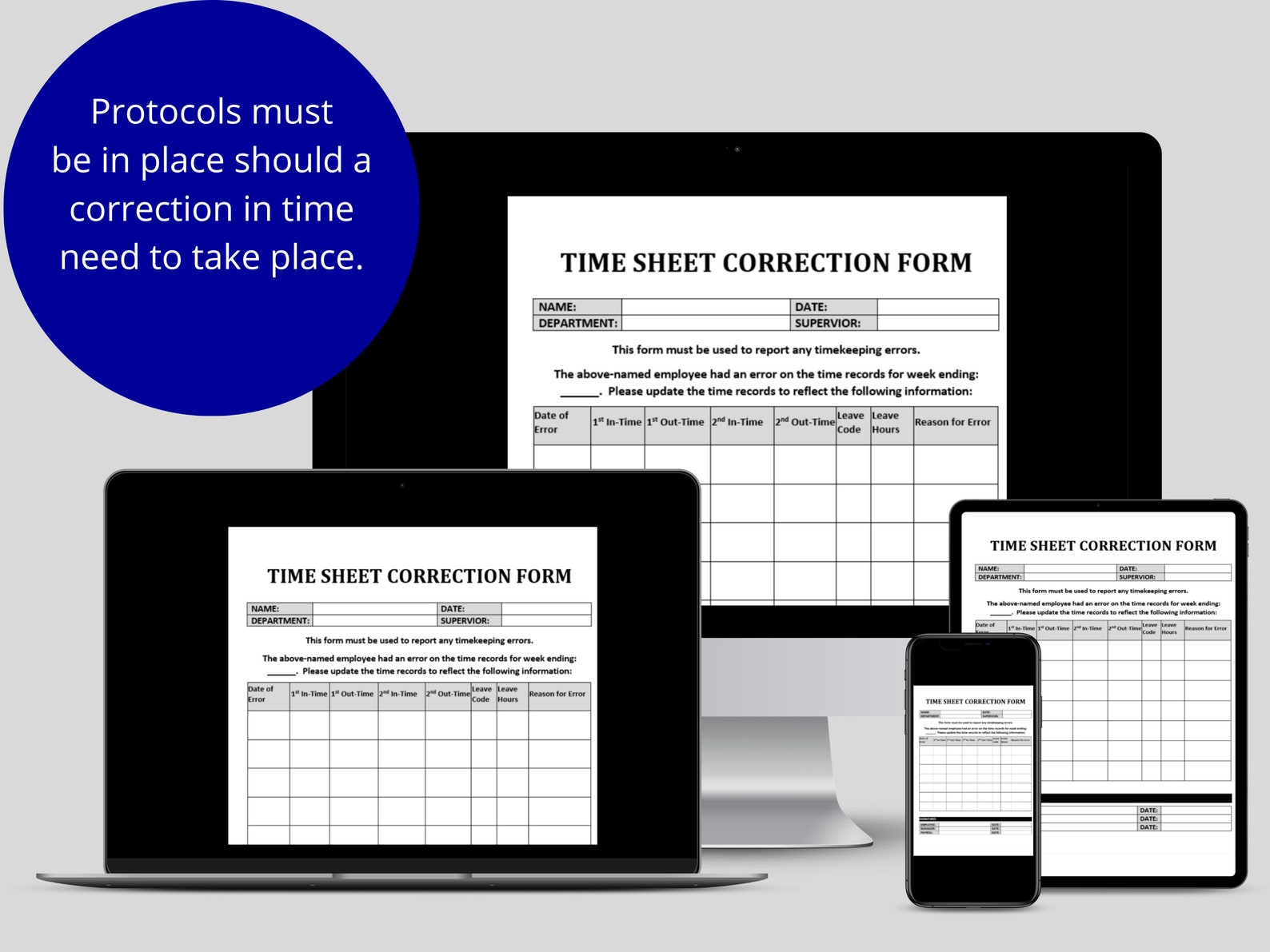 Employee Time Sheet Correction Form: Missed Punch, Time Adjustment (payroll Template) - Etsy