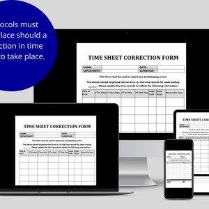 Employee Time Sheet Correction Form: Missed Punch, Time Adjustment ...