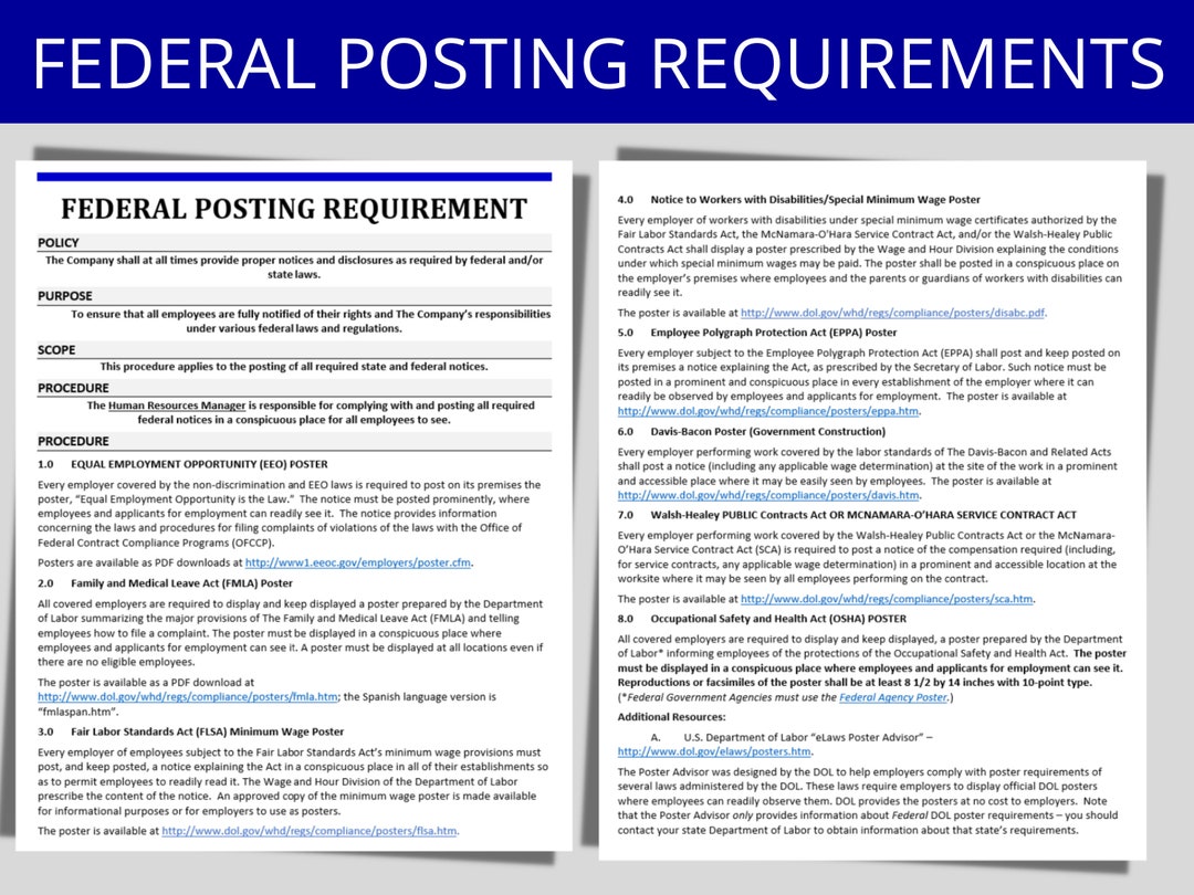 Federal Posting Requirements Template | MS Editable Word Templates ...