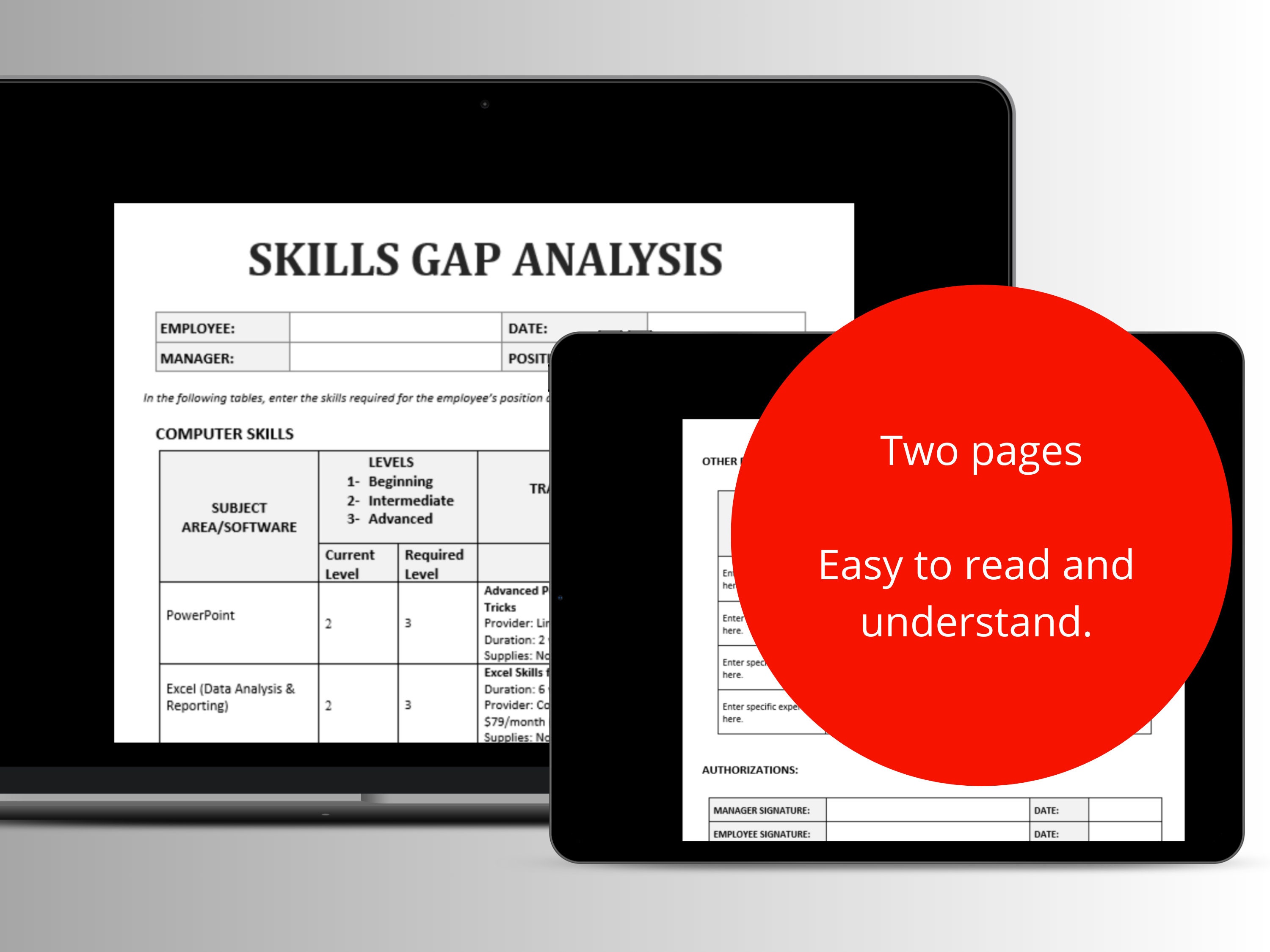 Gap Analysis Template Employee Training Needs Skills Gap Assessment HR ...