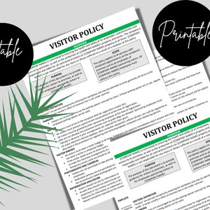 Visitor Policy | HR Templates | Human Resources Form | Employee ...