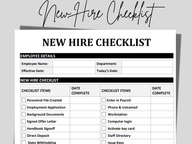 New Hire Checklist Employee Onboarding Editable Word HR - Etsy Australia