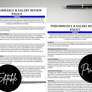 HR Salary & Performance Review Policy - Editable MS Word Policy ...