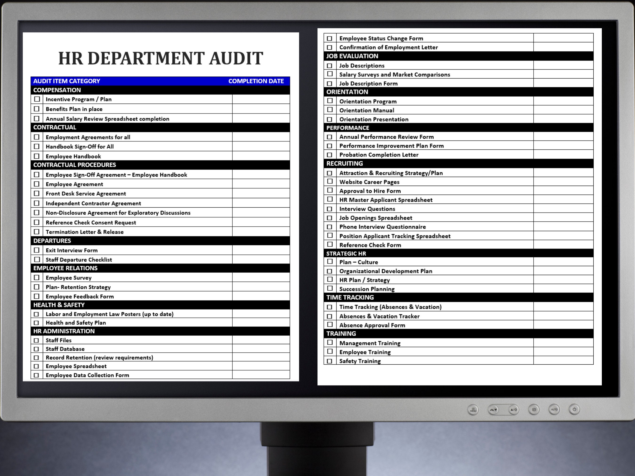 Checklist HR Department Audit. HR Template. MS Editable Word - Etsy
