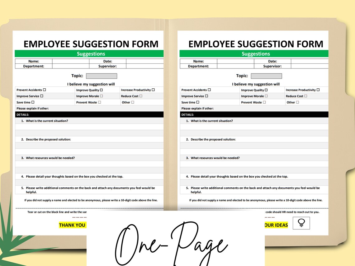 Employee Suggestion Form Editable Word Template Suggestion - Etsy UK