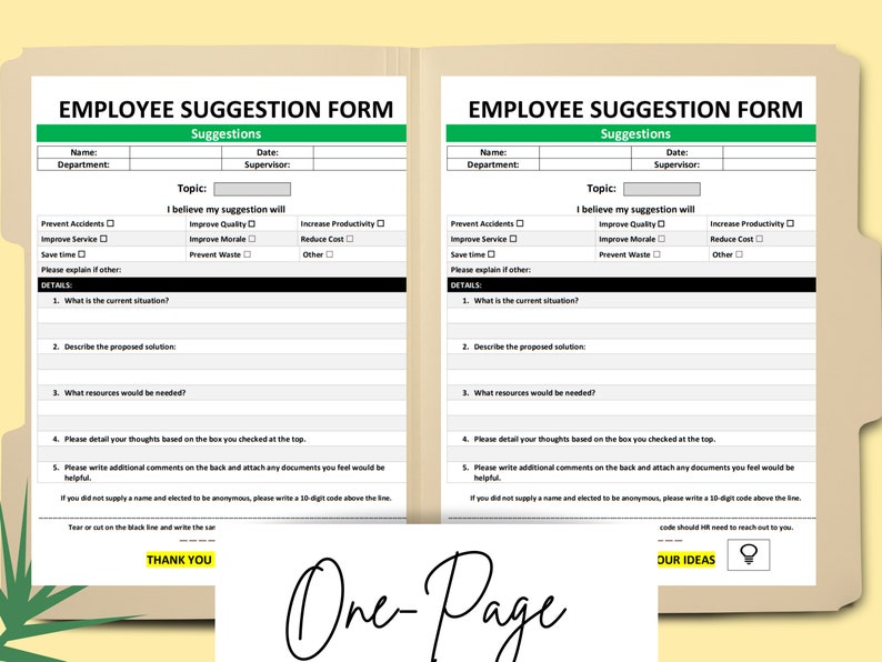 Employee Suggestion Form Editable Word Template Suggestion - Etsy UK