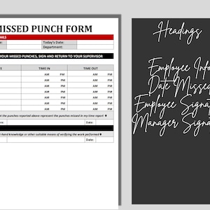 Missed Punch Form: Editable HR Template for Payroll (8.5x11 & A4) - Etsy