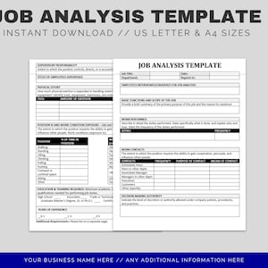 Job Analysis Template: HR Job Description Tool (digital Download) - Etsy