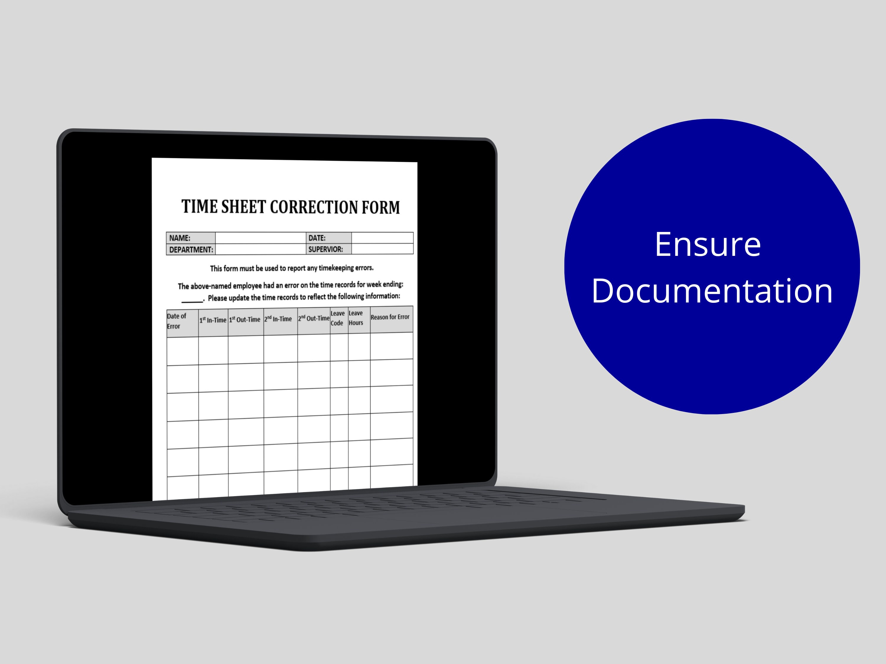 Time Sheet Correction Form: Employee Time Sheet Correction Missed Punch ...