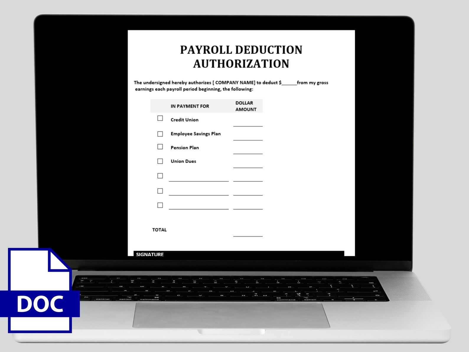 Payroll Deduction Authorization Form | Editable MS Word Template - Etsy