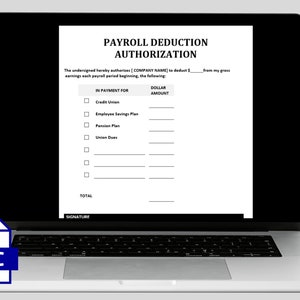 Payroll Deduction Authorization Form | Editable MS Word Template - Etsy