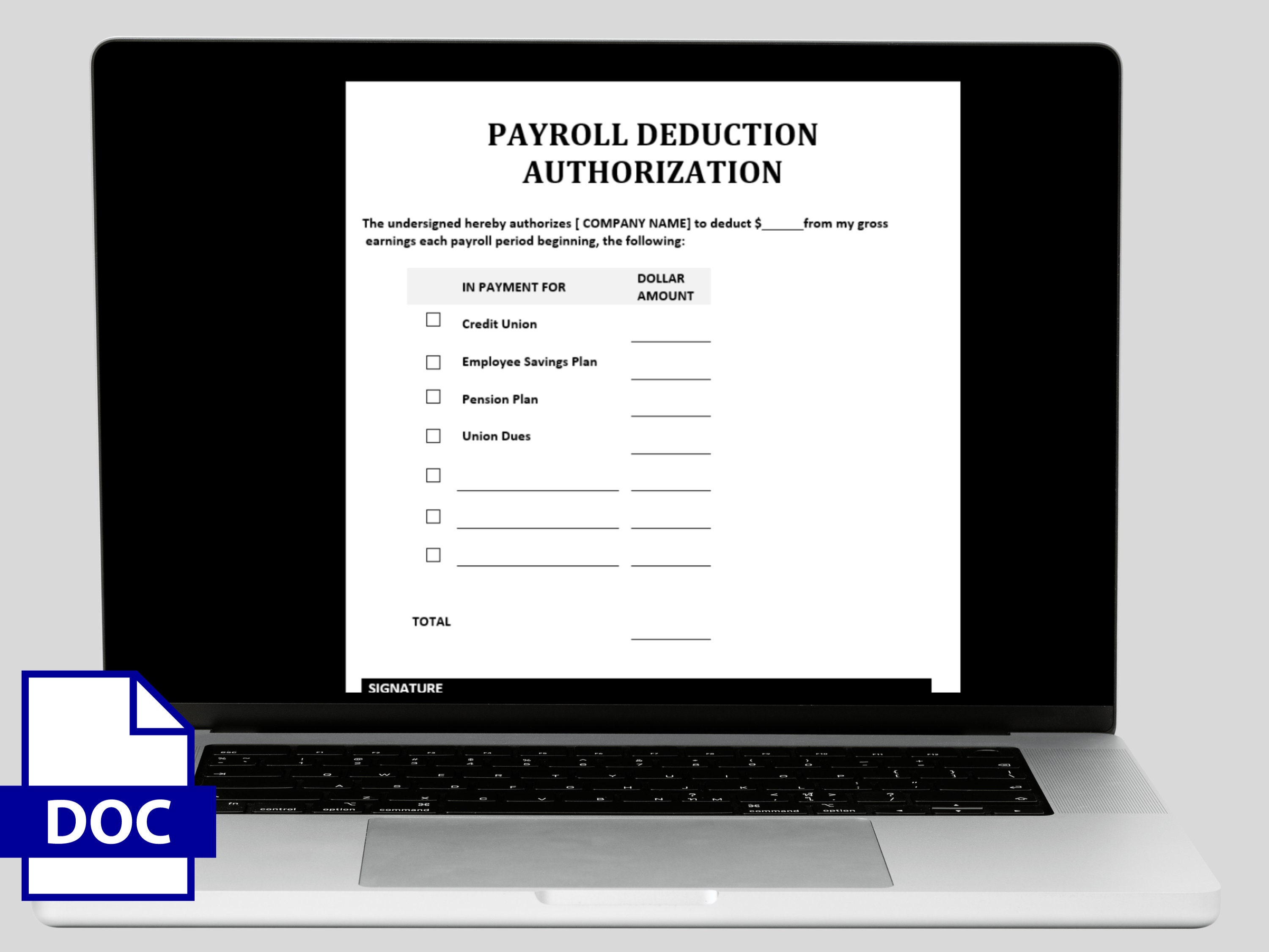 Payroll Deduction Authorization Form Editable MS Word Template - Etsy