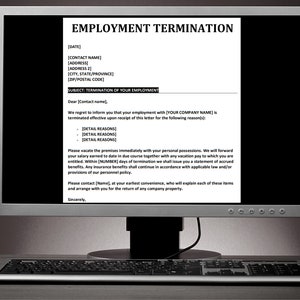Employee Termination Letter Template: HR Editable Word Form - Etsy