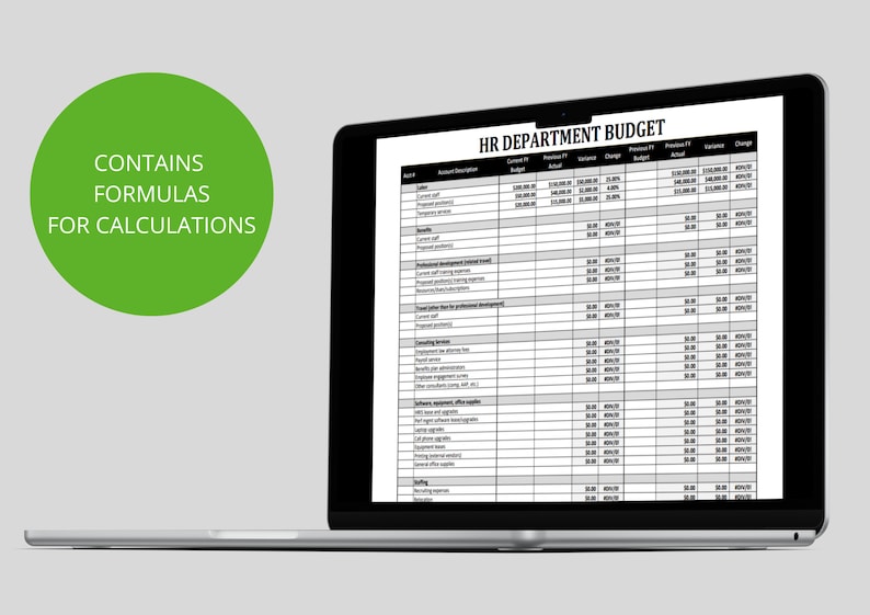 HR Budget Template: Editable Excel Spreadsheet for Effective - Etsy