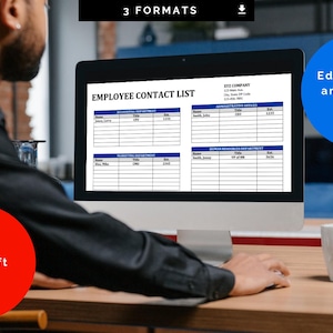 Employee Contact List Template: Staff Phone Directory (digital Download ...