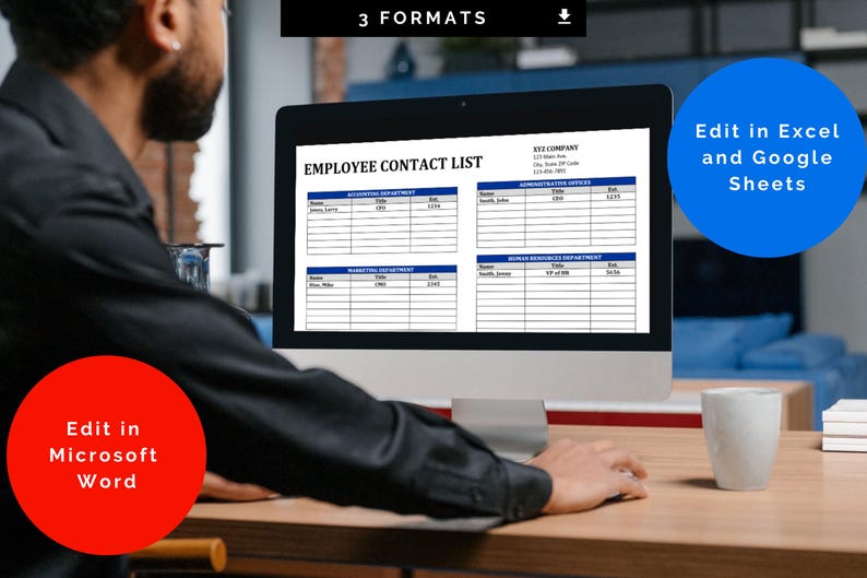 Employee Contact List Template: Staff Phone Directory (digital Download ...