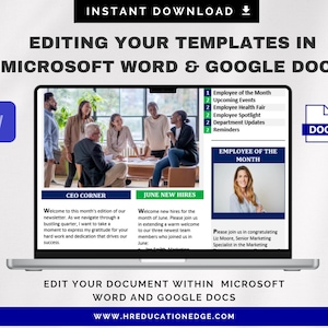 Company Newsletter Template: Employee News, Events (word & Google Docs ...