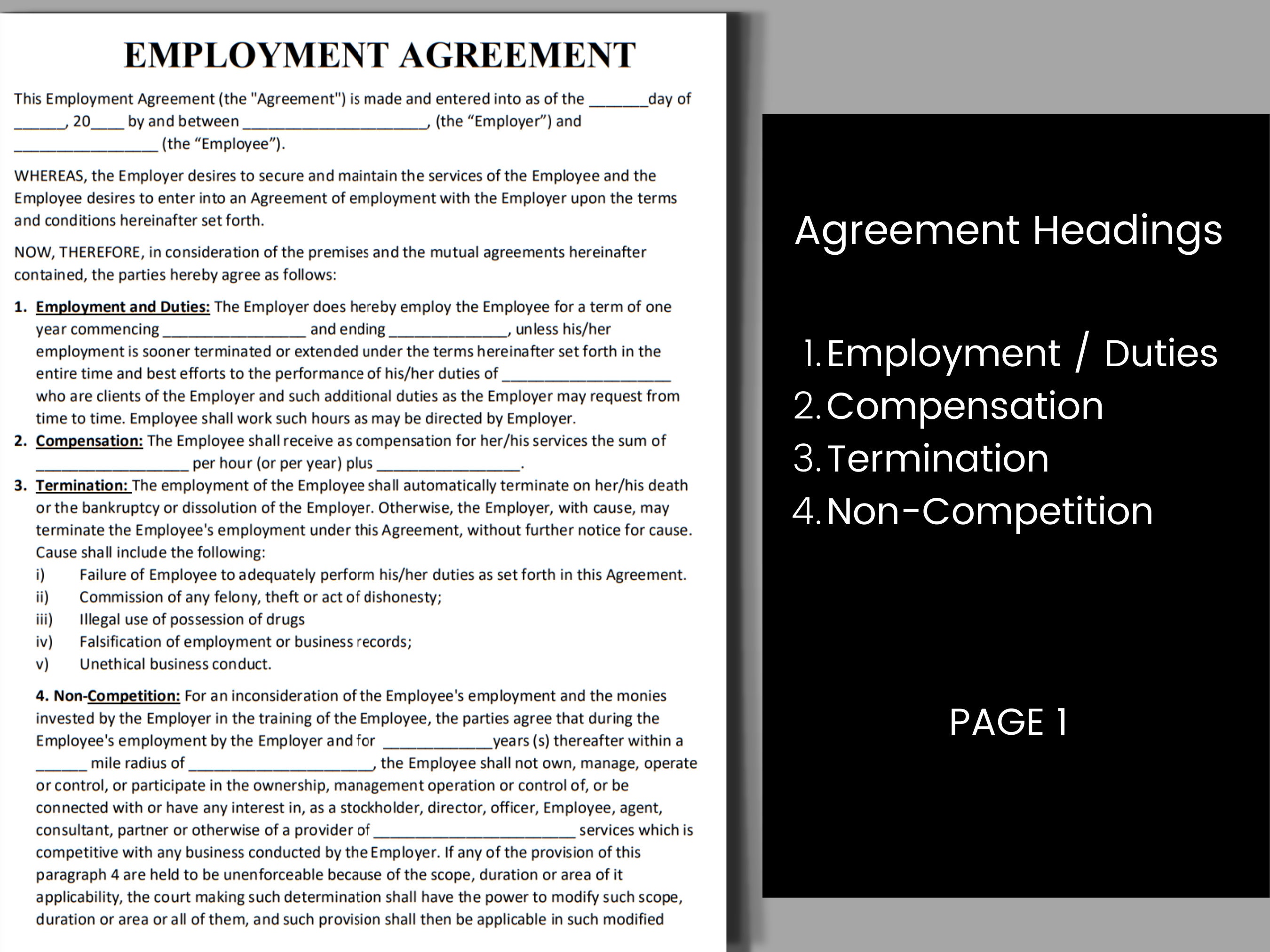 Editable Employment Agreement Template: HR Contract (digital Download ...