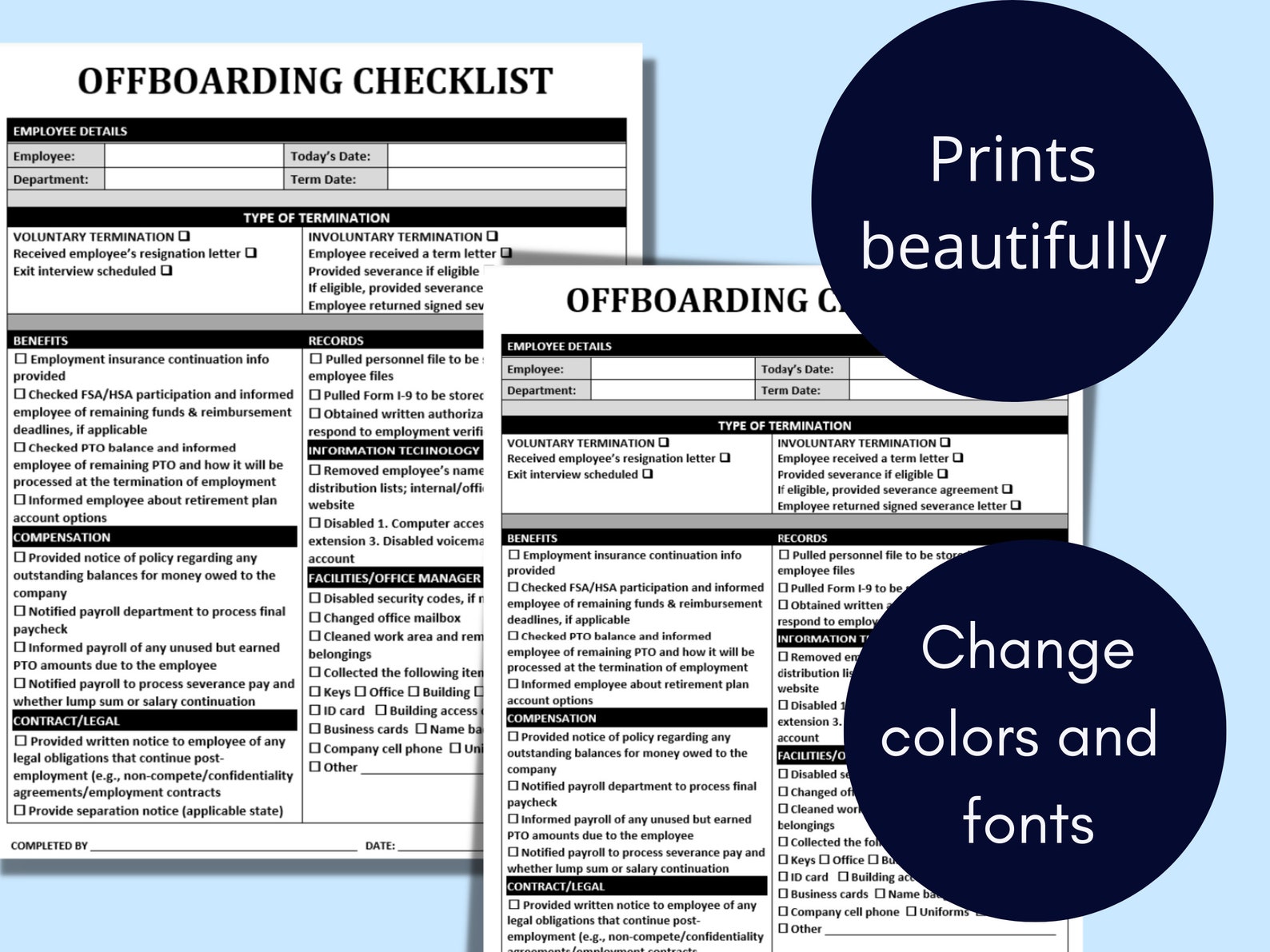 Offboarding Checklist: Employee Termination Templates Employee ...