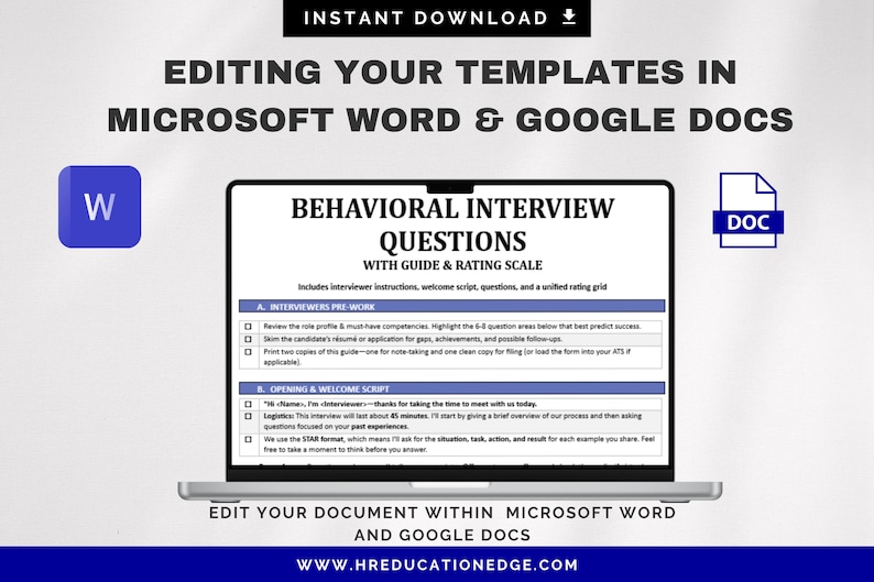 Behavioral Interview Questions Template: STAR Method & Rating Grid ...